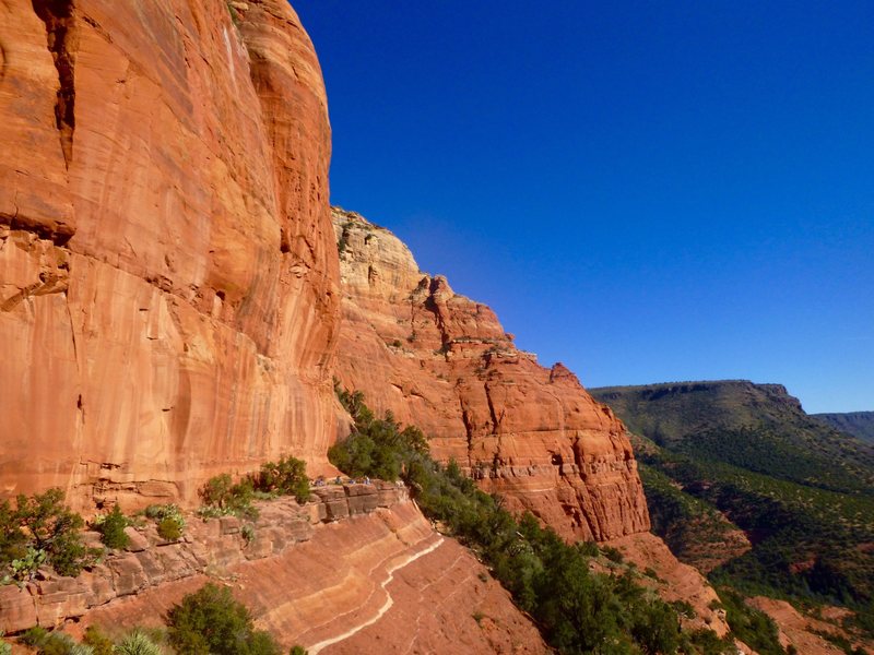 The limestone shelf leading to the base of the route. Photo taken from ...