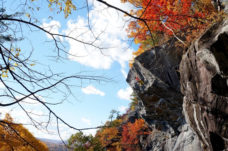 Me on cruxy top section of Giant Man. Picture by Kate Sedrowski.