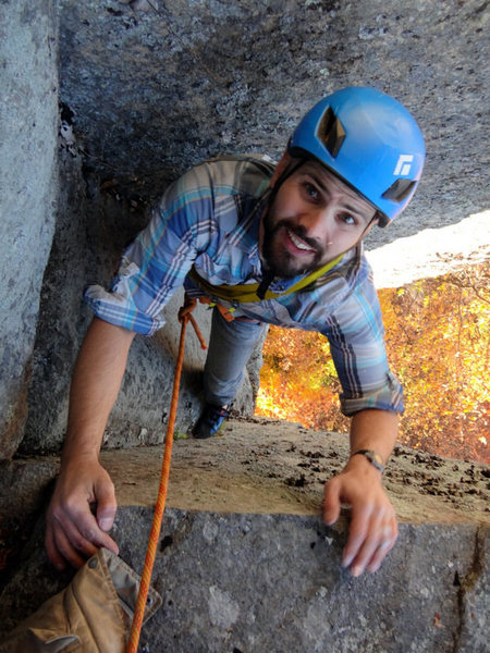 Jeremy Robichaud topping out "Stem It" 5.10d a wide chimney reminiscent ...