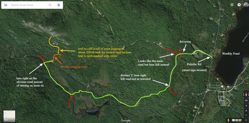 Map of dirt road approach