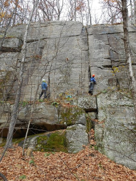 Rock Climbing in Ledge Area, Adirondacks