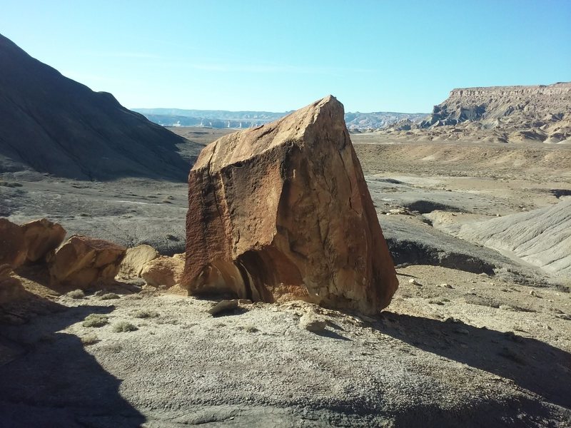 Climbing in Northeast Crack Boulder, South Central Utah