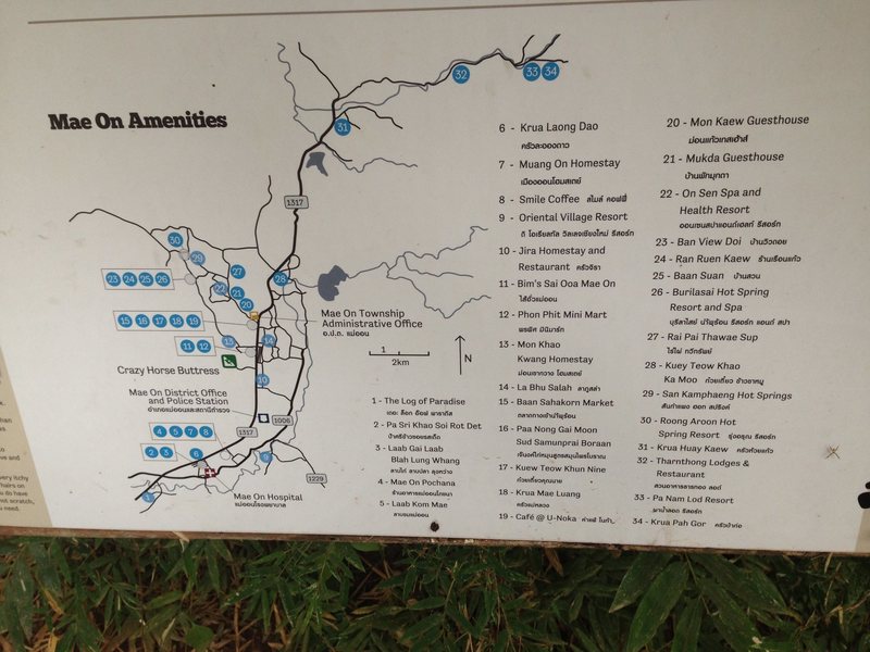 The super useful local Mae On area map provided at the parking area for ...