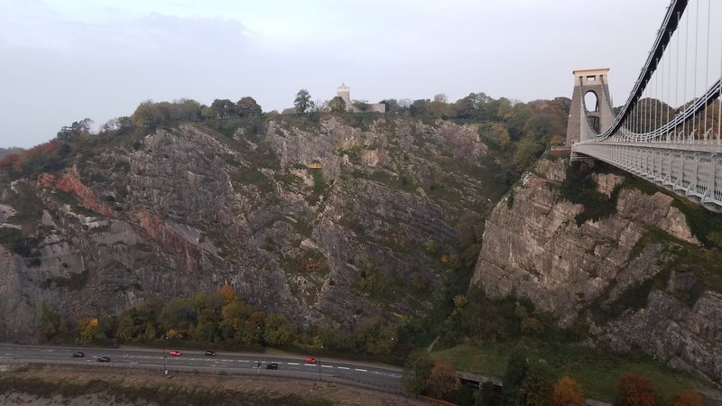 View of Suspension Bridge and Giant's Cave buttresses from the Clifton ...