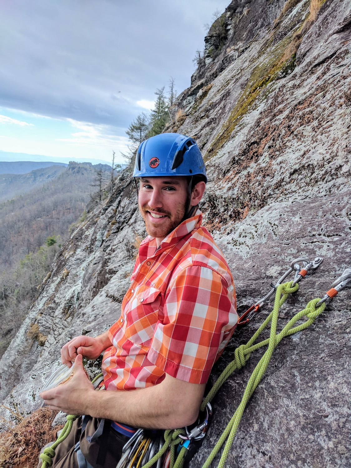 P3 belay at lunch ledge - thus partner is eating