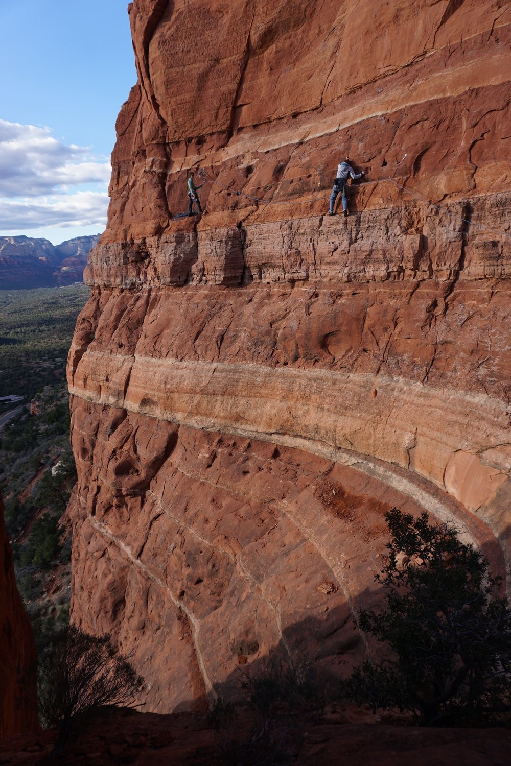 Bean following the first pitch traverse. Dig that line of huecos!