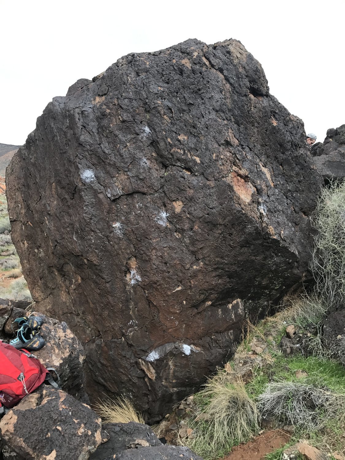 watch your back on the sharp boulder next to you!
