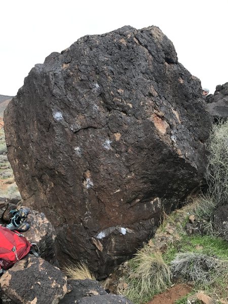 watch your back on the sharp boulder next to you!