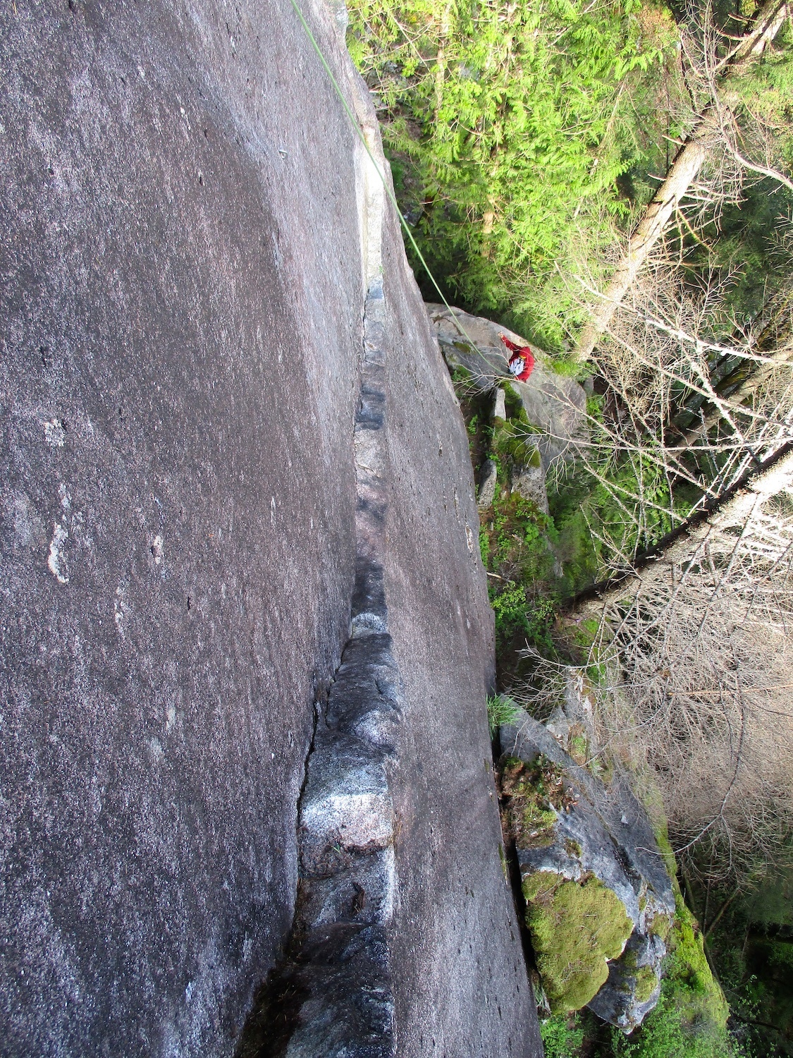 Ledge midway up the Snake. Pretty cool balancy shuffling across this ...