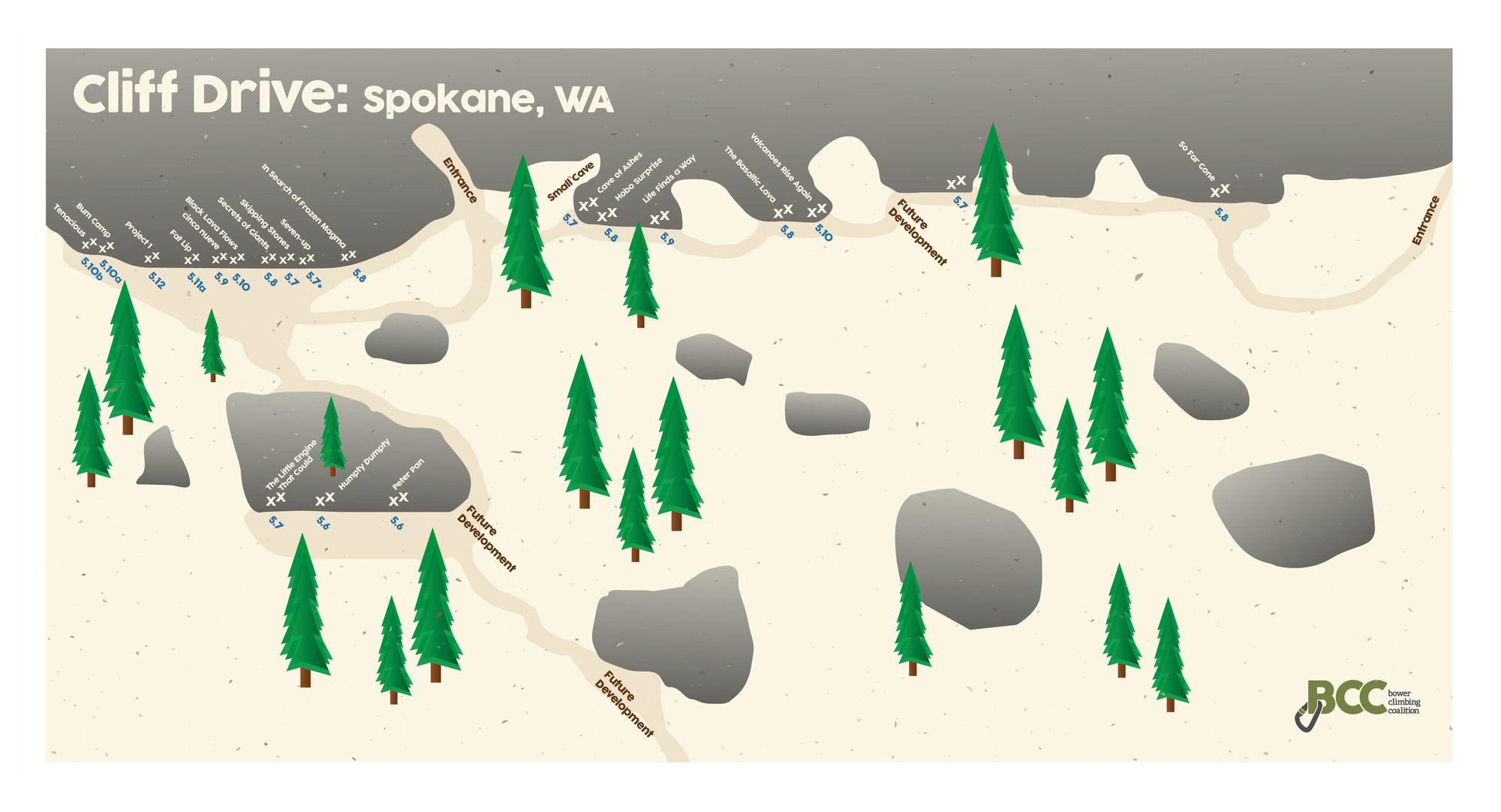 Cliff Drive in Spokane, WA Topo Map