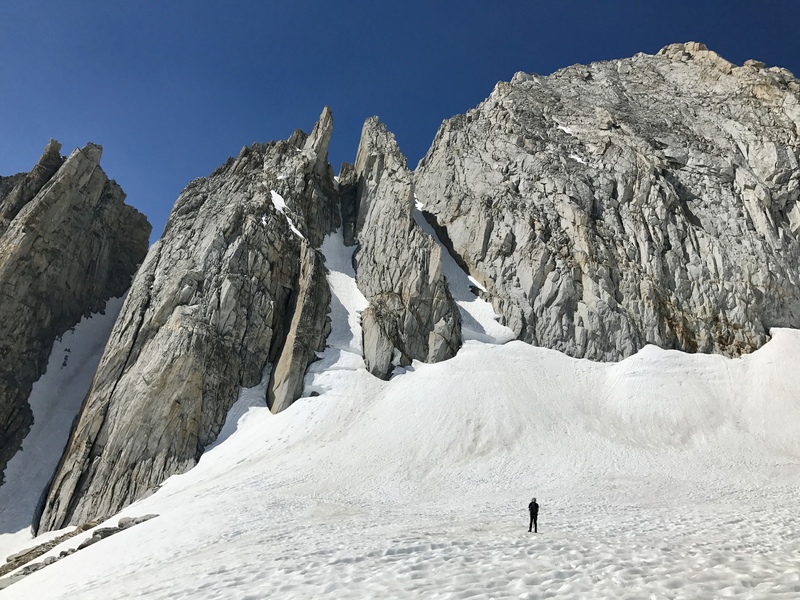 July 15, 2017, a record snow year. The bergschrund looks huge from the ...