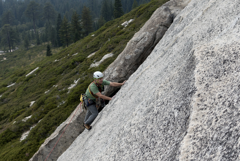 Charlie Downs on Crystal Wall Route (5.9R)