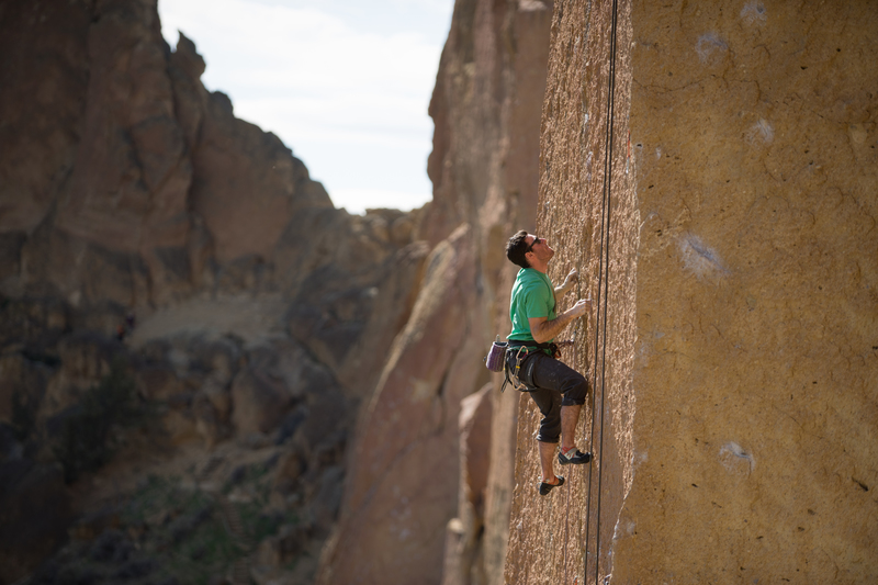 Prepping for the crux move.