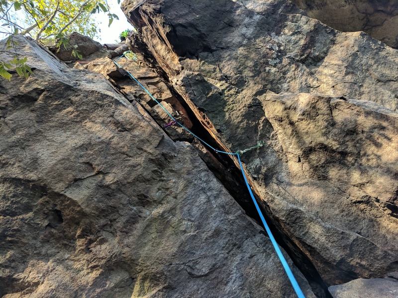 A tough 5.7 lead; this chimney may spit you out and leave scars. Wear a ...