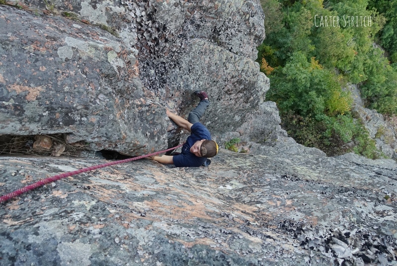 Jake climbing Tripple Roof Dihedral (TRD)