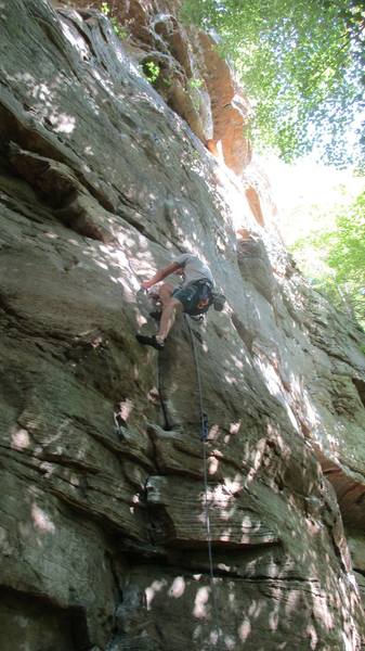 Side pulling hard on the thin but good crack. Loved this climb