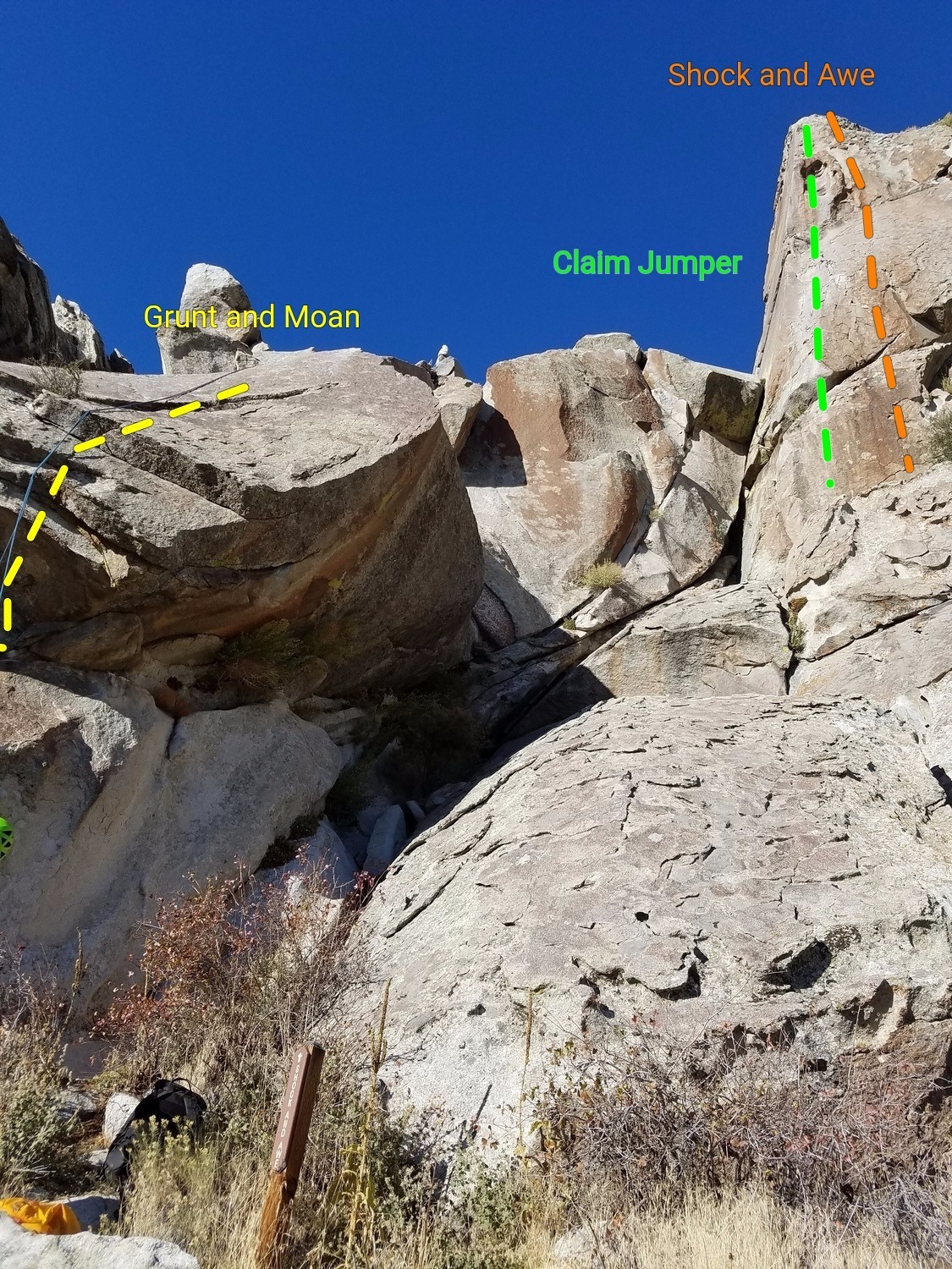 Grunt and Moan (rope is on this one) and access gully/sign for Shock ...