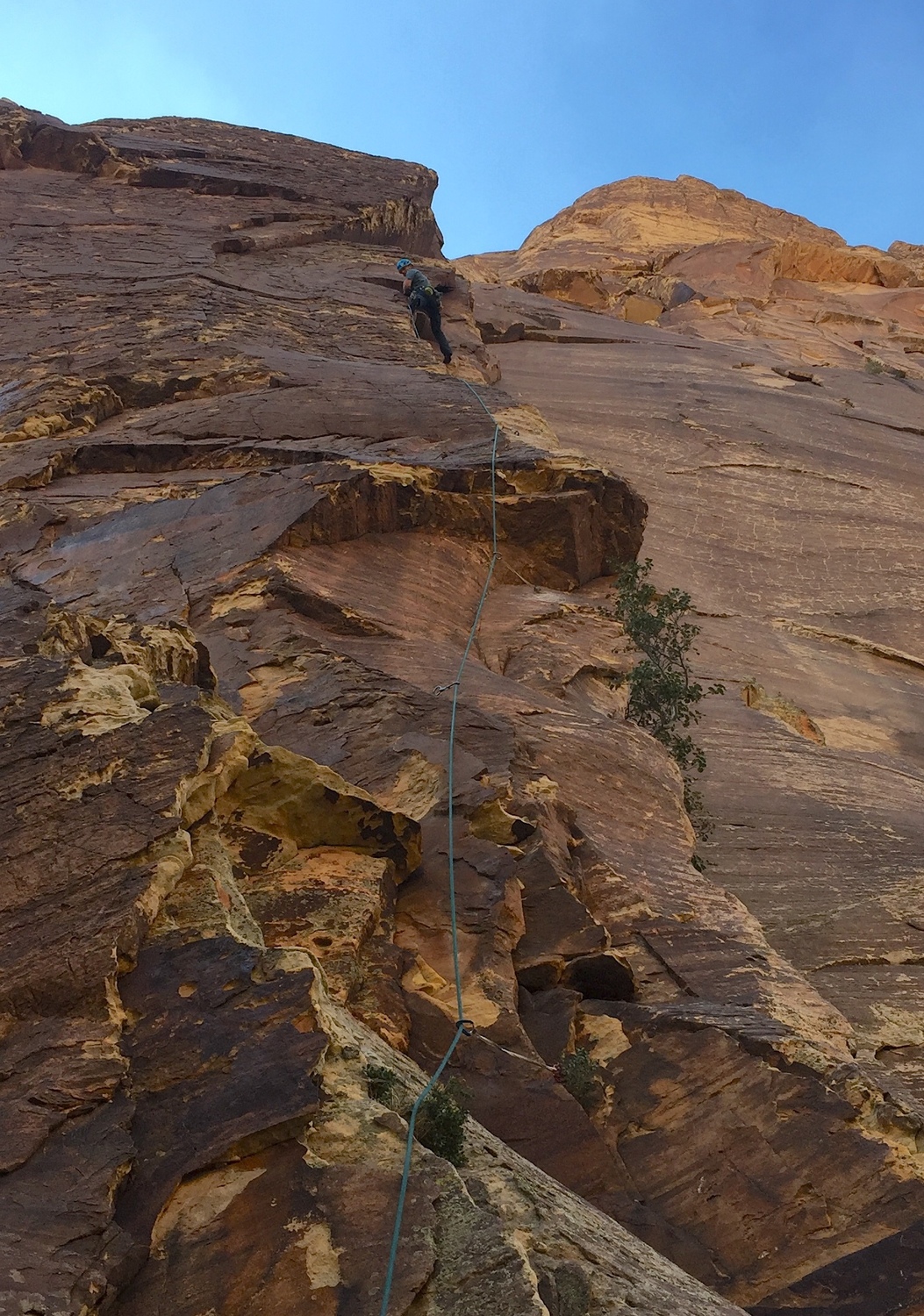 Mark launches up the first arete pitch.