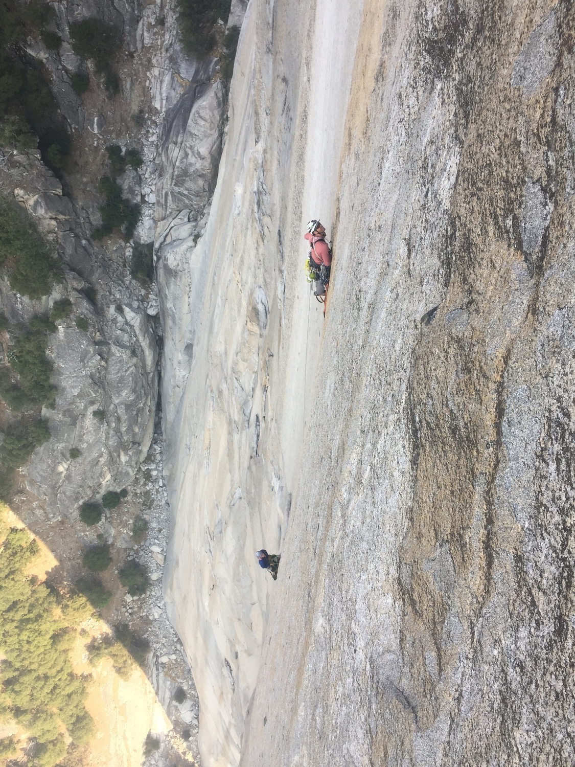 Looking back at pitch 6 after pitch 7 traverse