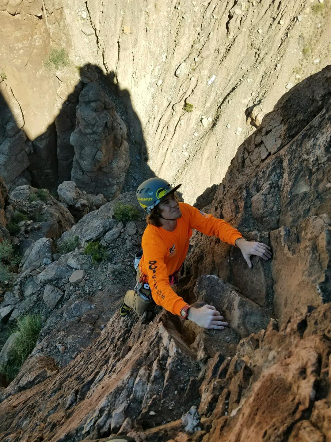 Peter Moote about to top out.