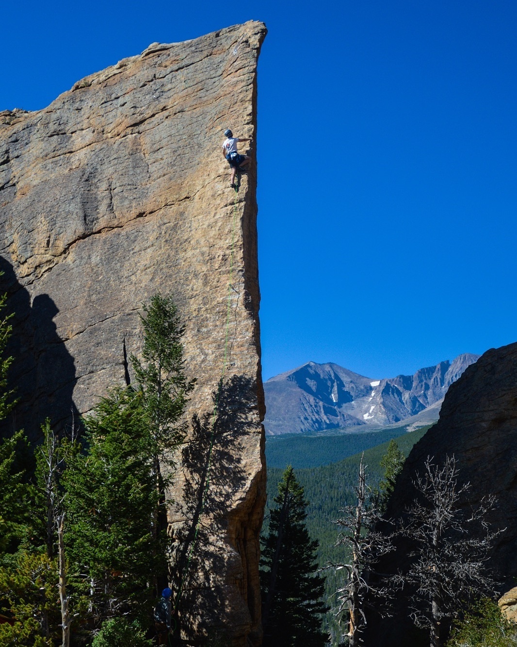 Right after clipping the piton.