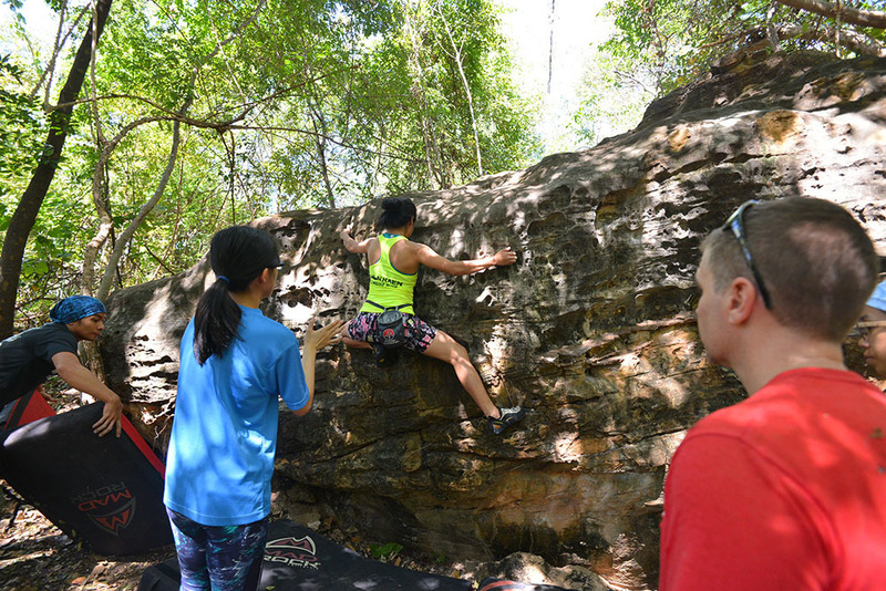 The traverse line on Power Ranger boulder, still a project