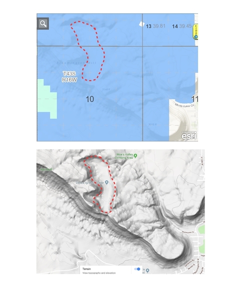 The top image shows the SITLA land in light blue color with a red ...