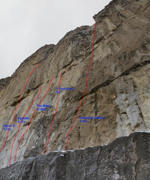 New Porcelain Wall (upper Ledge) Routes