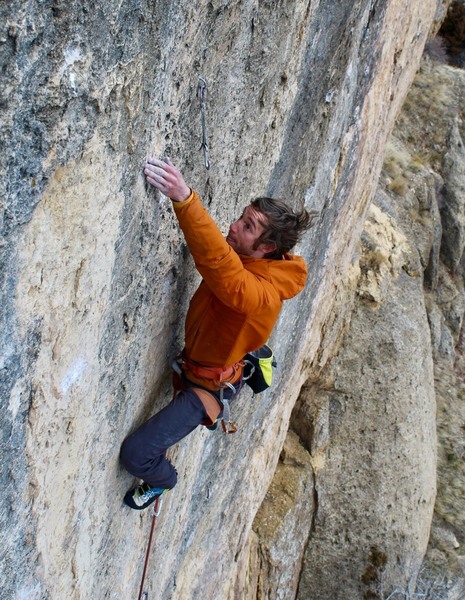 Moving to the sidepull crimp at the last bolt. The rock is amazing on ...