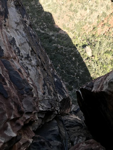 Belay at top of Cookie Monster from the tree / lunch ledge (end of ...