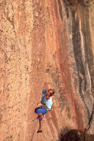 Early photo of Todd Skinner on the Roan.