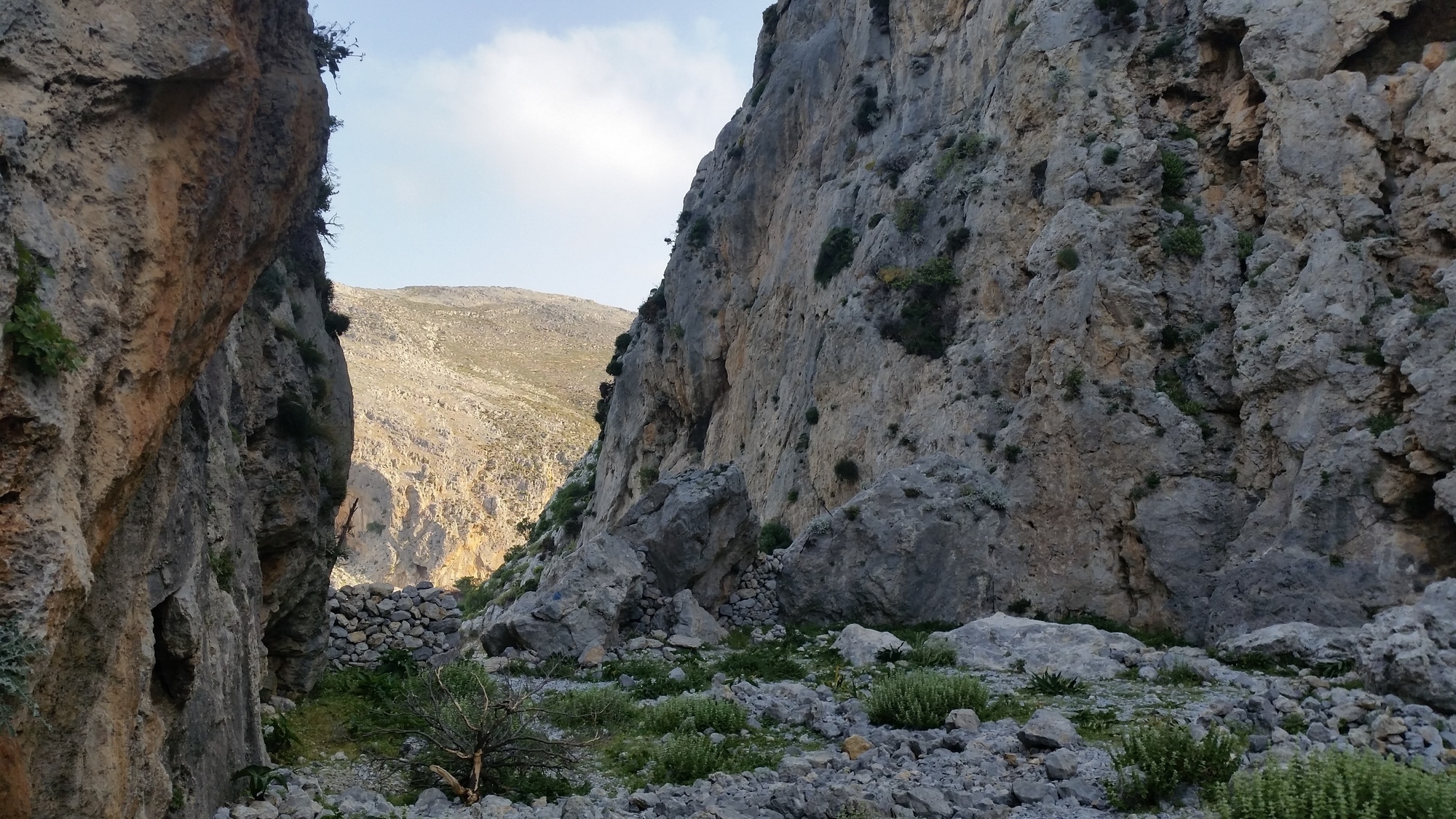 Symplegades. North face on the left, main wall on the right