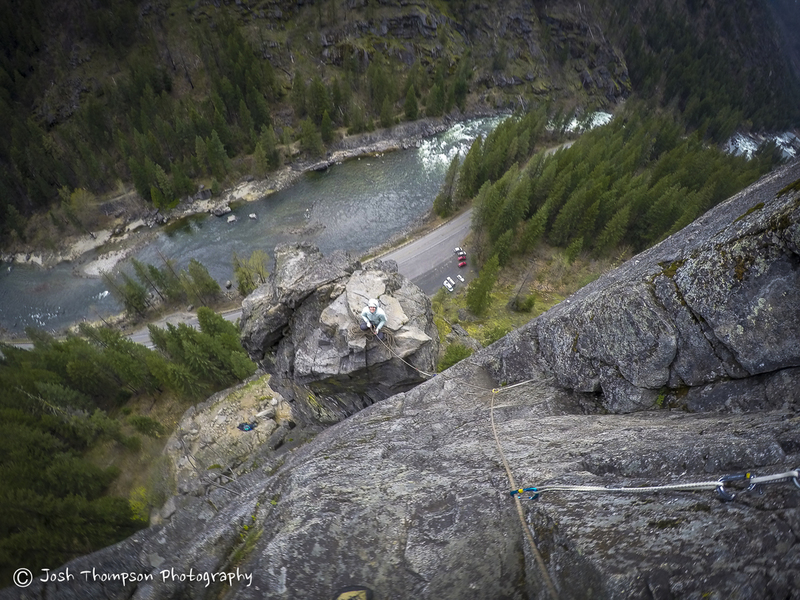 Working my way up the left option of pitch 2, looking back down on ...