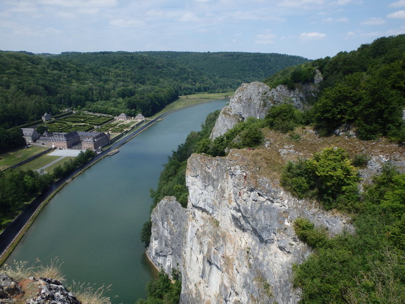 Rock climbing in Freyr. Amazing view above the river and in front of ...