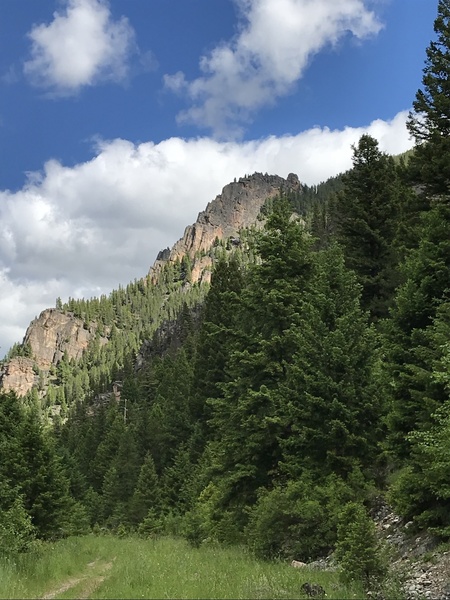 View of the Arete from the start of the hike. Skyline is the top formation
