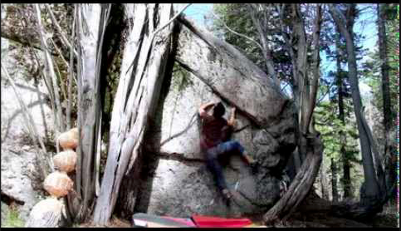 Climbing in Angry Beaver Boulder, Lake Tahoe