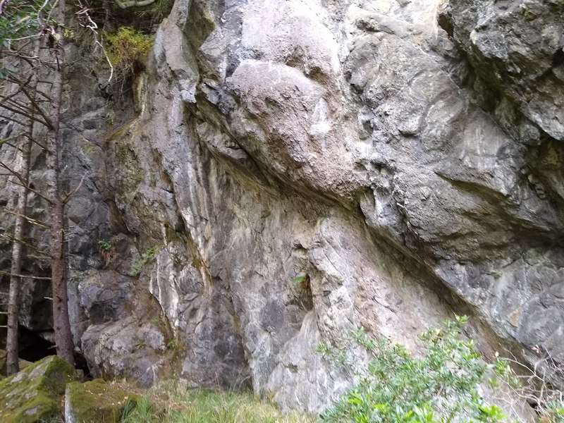 Overhung walls at the back crags.