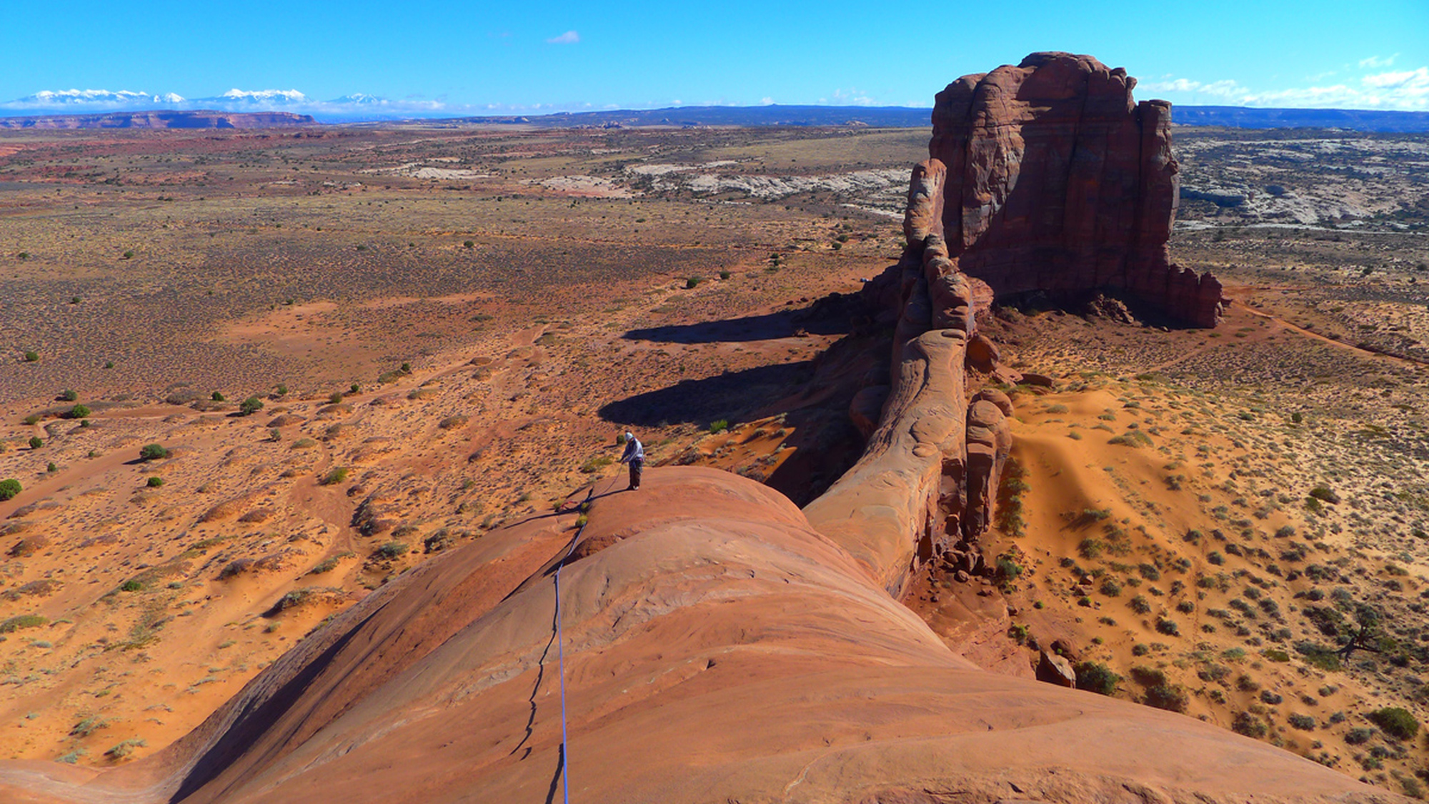 Atop Windy Crack on Canyon Point Butte's south ridge.