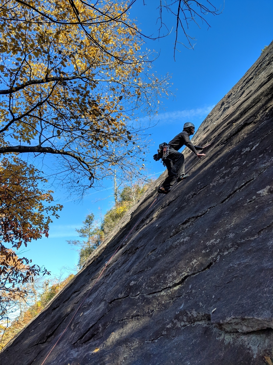 Off to the races up this fun slab climb