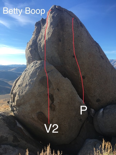Climbing in Betty Boop Boulder, Central Idaho
