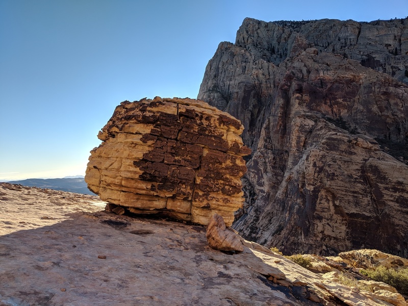 Ibm boulder blocking the morning sun on the way to the eagle wall