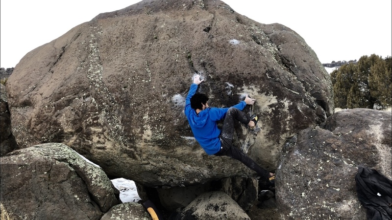 Climbing in Floating Boulder, East Idaho