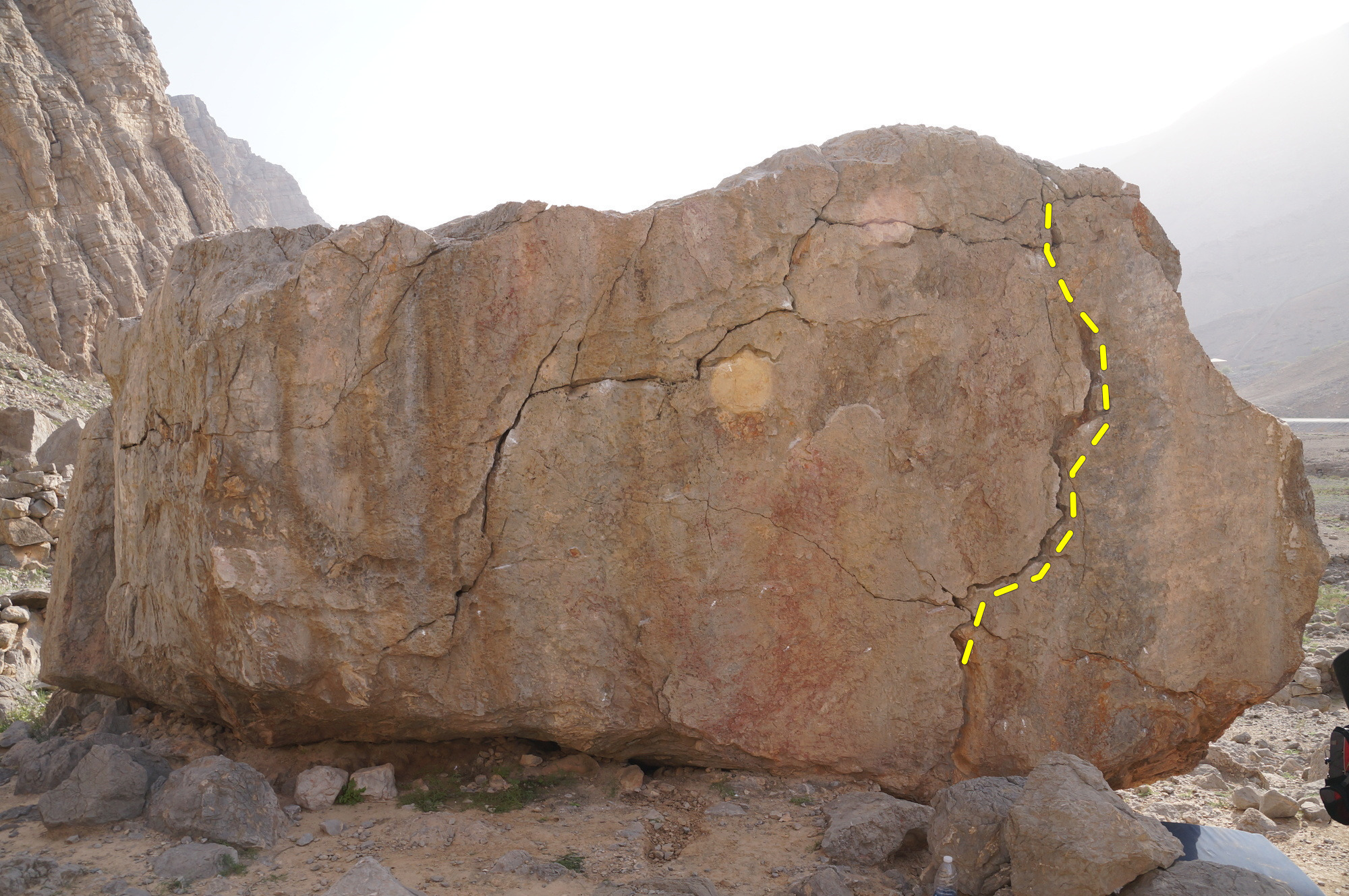 The crack face side of the boulder