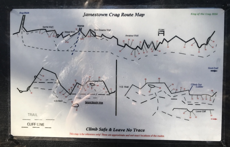 route map that's posted at the crag
