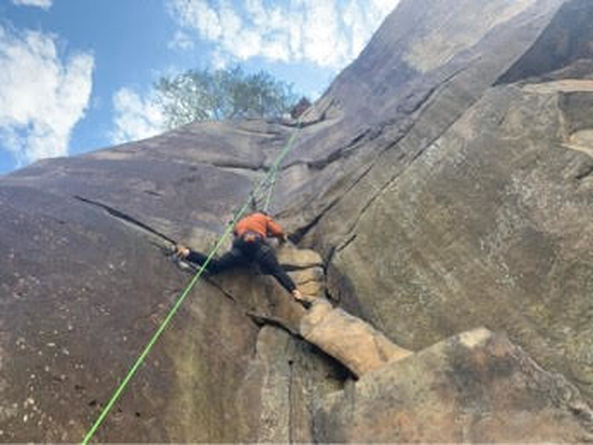 Toprope setup. Route does slide to the right of climber