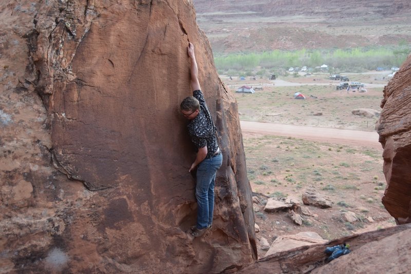 Climbing in Ledge A Boulders, Southeast Utah