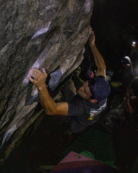 Climbing in Silent Spotter Boulder, Yosemite National Park