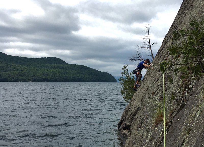 Rock Climbing in Jolly Roger Slab, Adirondacks