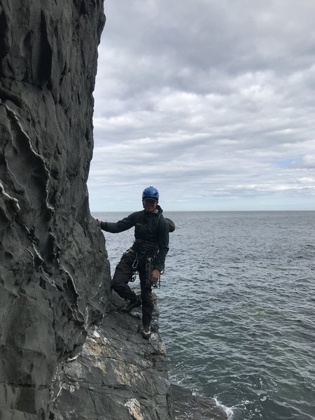 Rock Climbing in Souter Sea Stack, United Kingdom