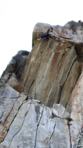 Charlie Barrett on the first ascent of 5 minutes alone.